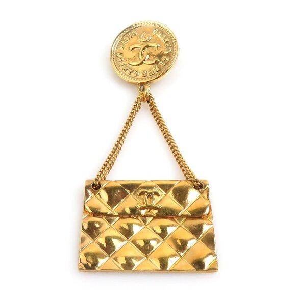 CHANEL | Jewelry | Chanel Authentic Gold Logo Brooch | Poshmark